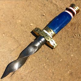 TheBoneEdge Twisted Dagger Hand Made Damascus Steel 10.5" Kris Blade ...