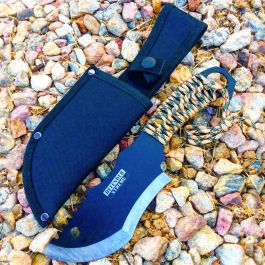 10.5" Defender Xtreme Hunting Knife Full Tang with Camo Nylon Wrapped ...