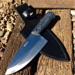 10" Defender Xtreme Butcher Knife Stainless Steel Blade with Grey Wood ...