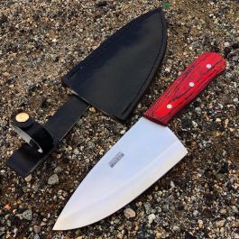 10" Defender Xtreme Butcher Knife Stainless Steel Blade with Brown Wood ...